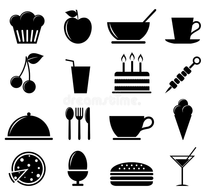 Iconos de la comida ilustración del vector. Ilustración de cocina ...