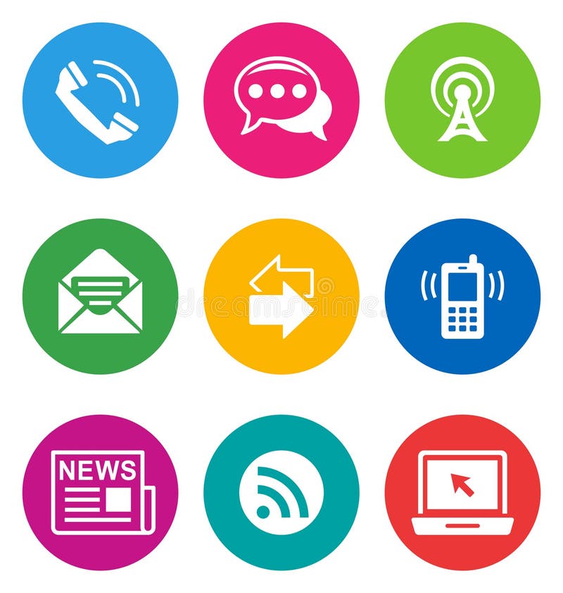 Iconos De La Comunicación Del Color Ilustración del Vector ...