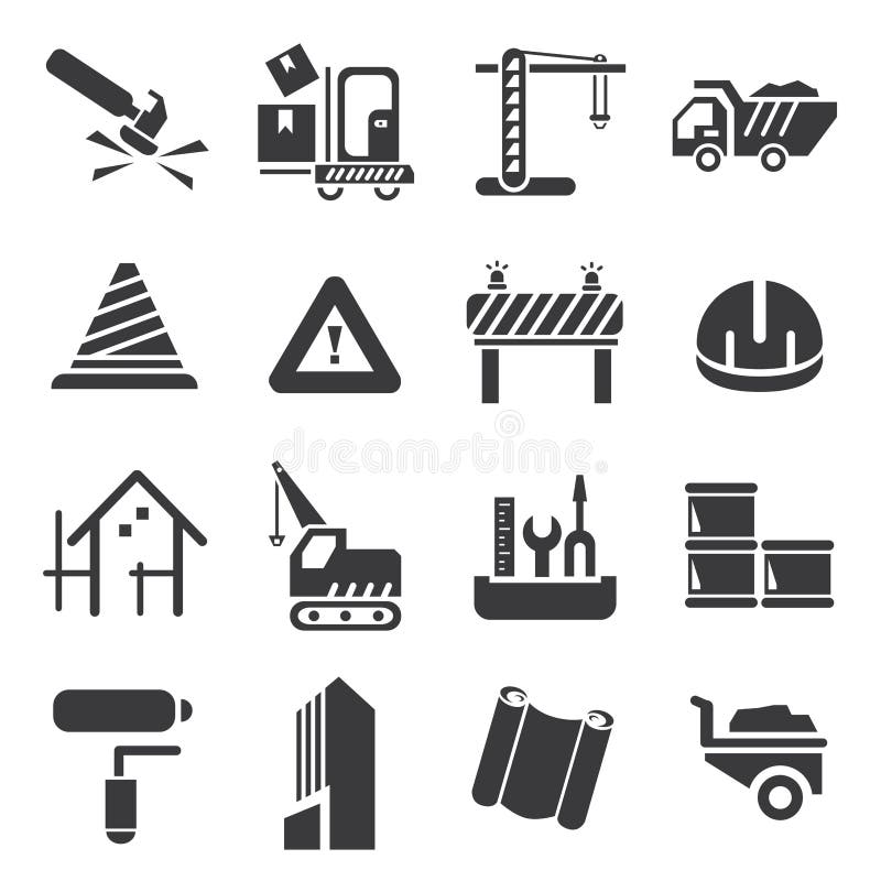 Iconos de la construcción stock de ilustración. Ilustración de aislado ...