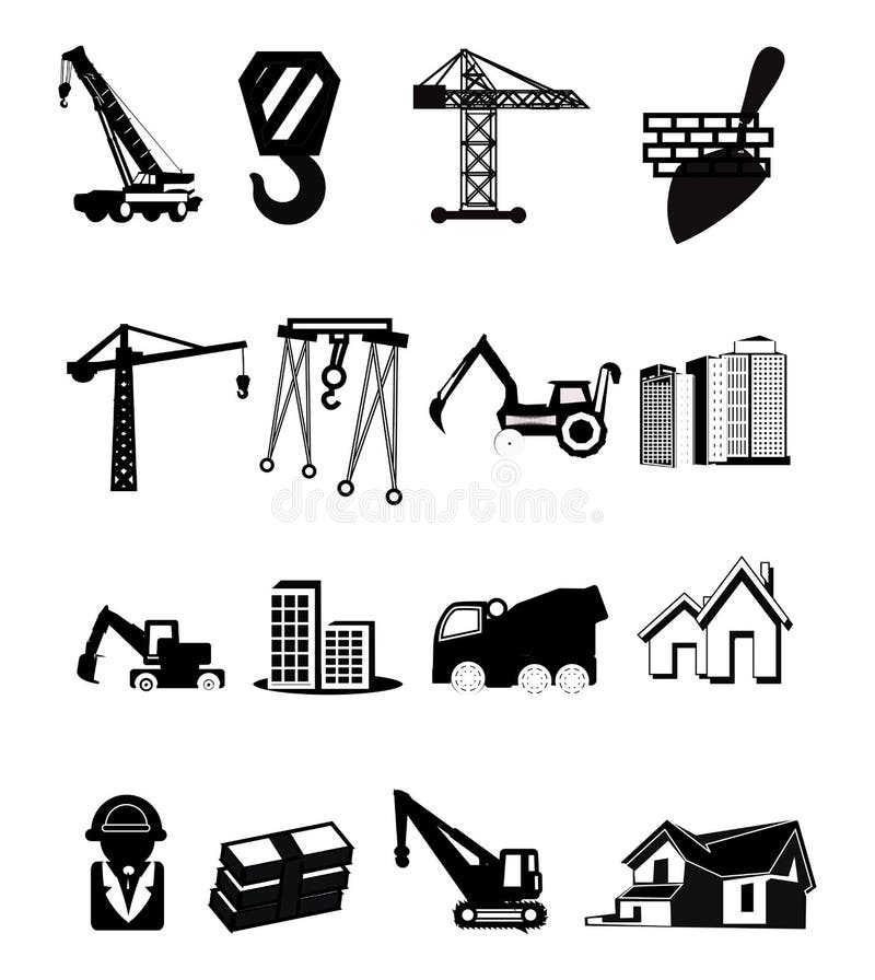 Iconos de construcción. ilustración del vector. Ilustración de sombrero ...