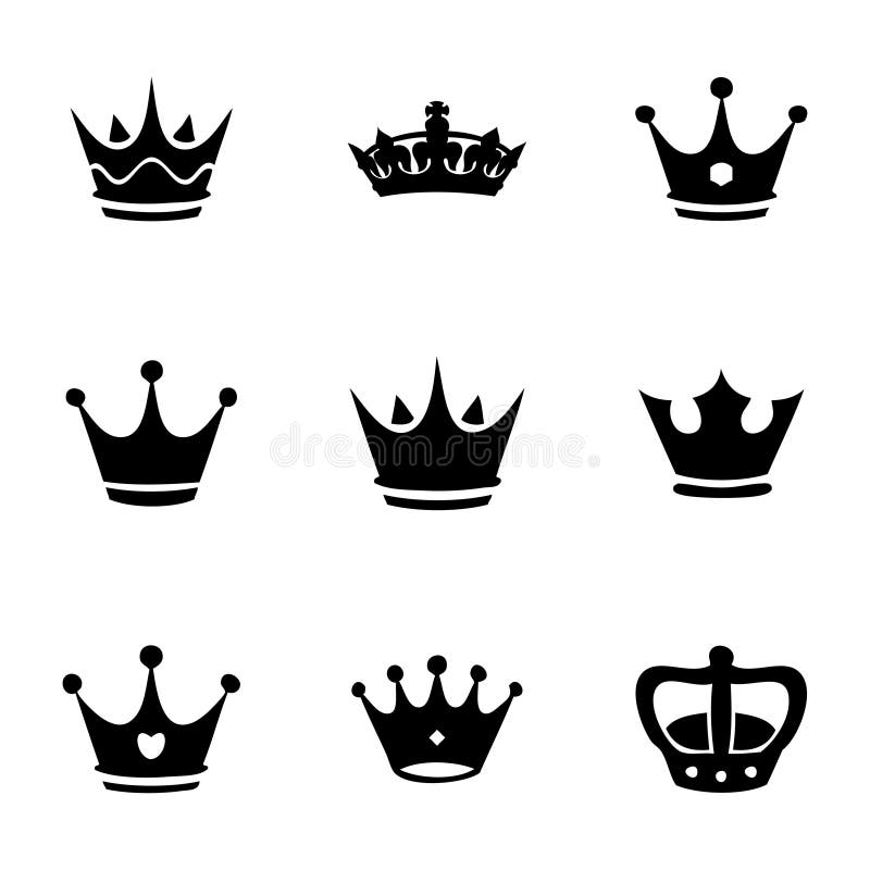 Iconos De La Corona Del Vector Fijados Ilustración del Vector ...
