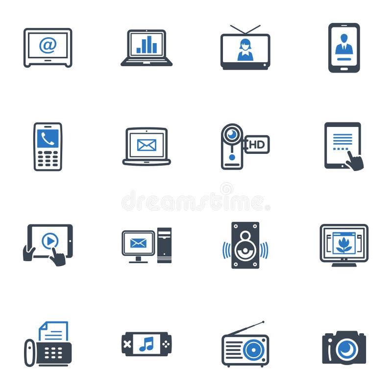 Iconos De La Electrónica - Serie Azul Ilustración del Vector ...