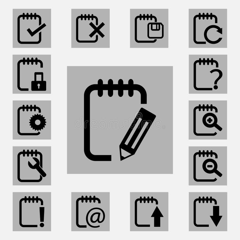 Iconos De La Libreta Fijados Ilustración del Vector - Ilustración de ...