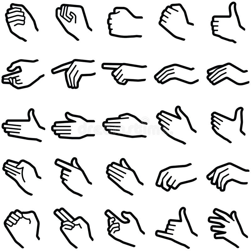 Iconos de la mano ilustración del vector. Ilustración de pulgar - 84968247