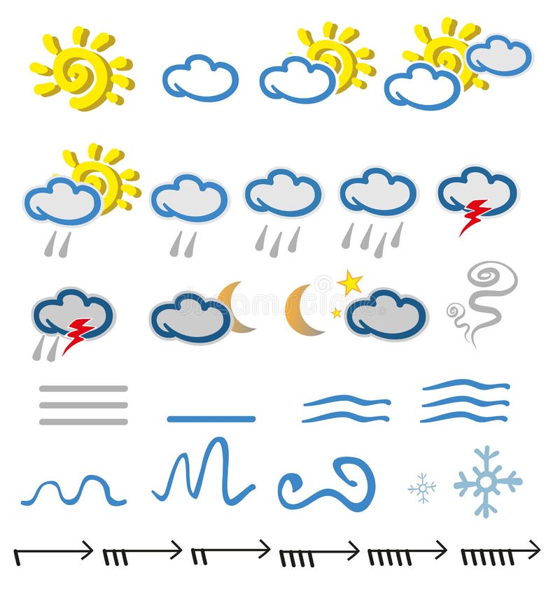 Iconos de la meteorología ilustración del vector. Ilustración de ...