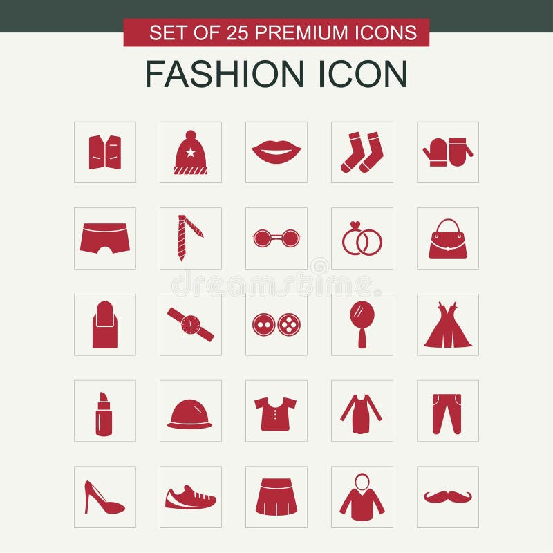 Iconos De La Moda Fijados Rojos Ilustración del Vector - Ilustración de ...