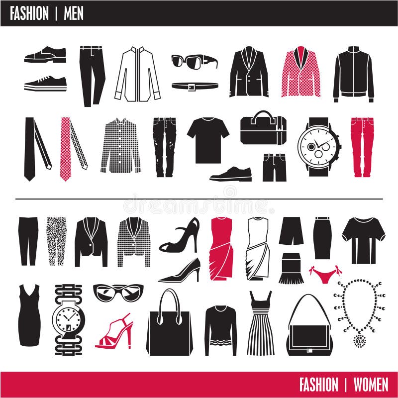 Iconos de la moda Ropa ilustración del vector. Ilustración de hombres ...