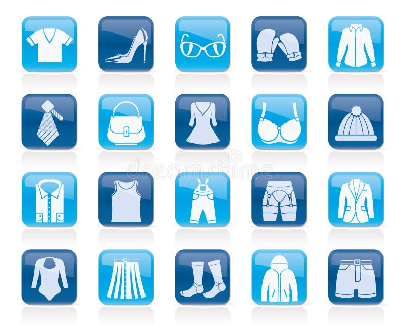 Iconos De La Ropa Y De Los Accesorios Ilustración del Vector ...