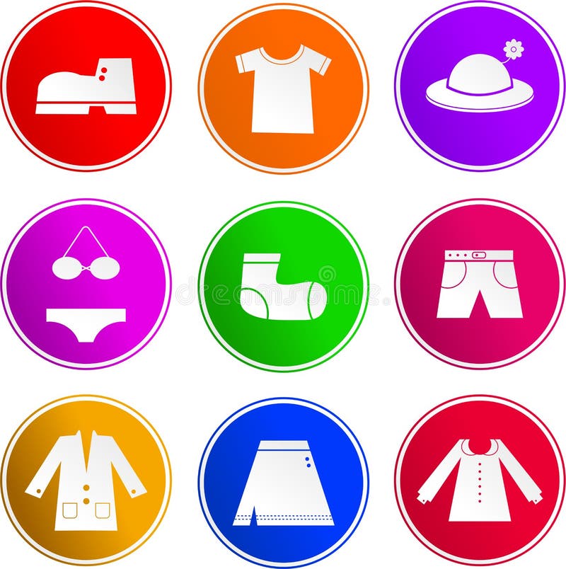 Iconos De La Muestra De La Ropa Ilustración del Vector - Ilustración de ...