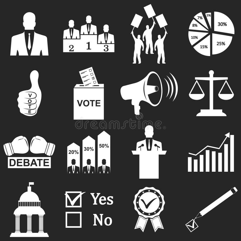 Iconos De La Política De La Votación Y De Las Elecciones Ilustración