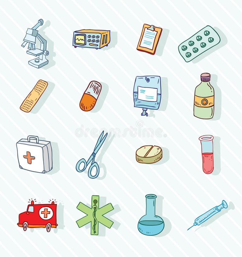 Iconos De La Salud Y De La Medicina Vector Ilustración del Vector ...