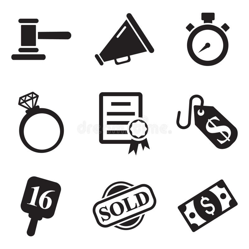 Iconos de la subasta ilustración del vector. Ilustración de concepto ...