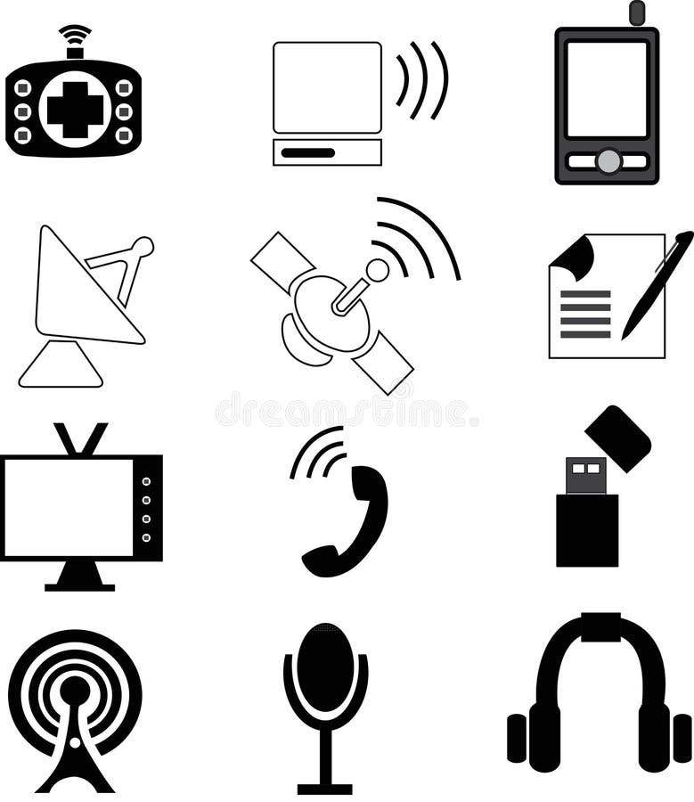 Iconos De La Telecomunicación Ilustración del Vector - Ilustración de ...