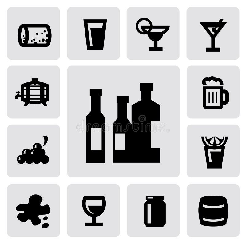 Iconos de las bebidas ilustración del vector. Ilustración de botella ...