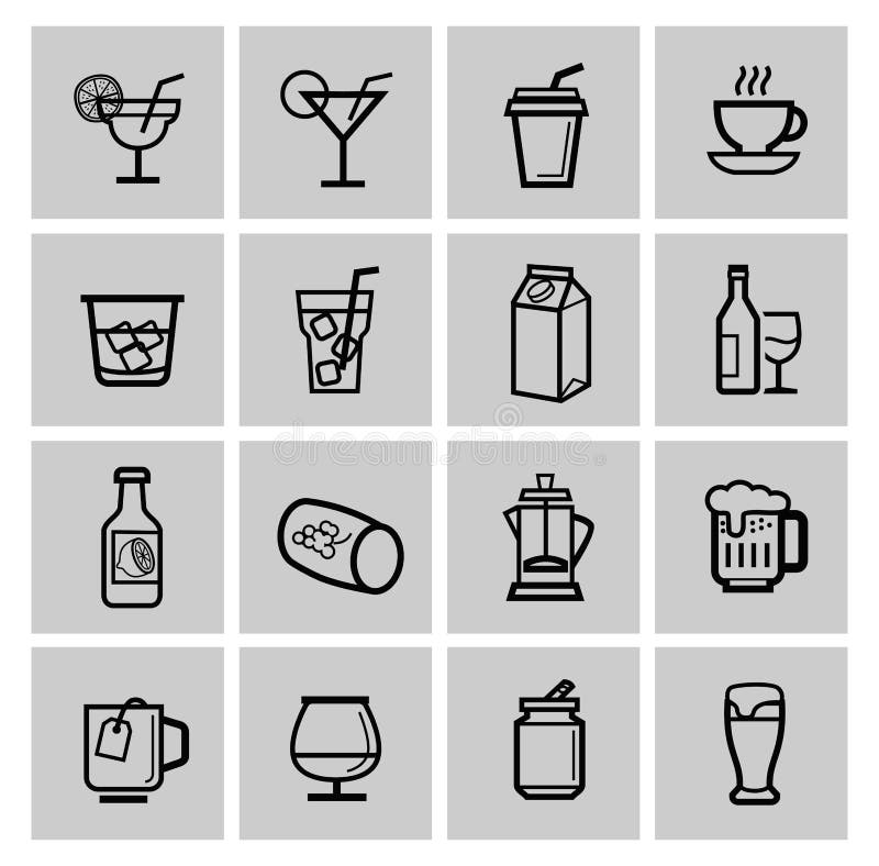 Iconos De Las Bebidas Del Vector Fijados Ilustración del Vector ...