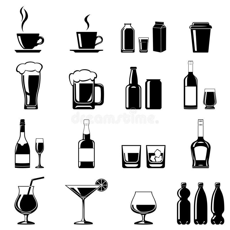 Bebidas Y Ejemplo Determinado Del Vector Del Icono De Las Bebidas ...