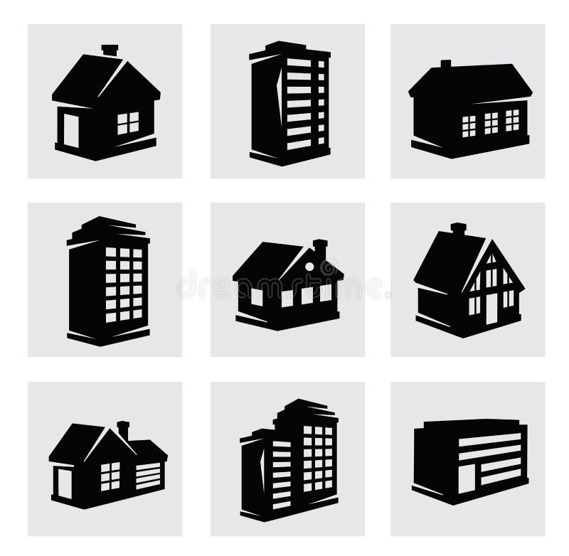 Iconos De Las Casas Del Vector Fijados Ilustración del Vector ...