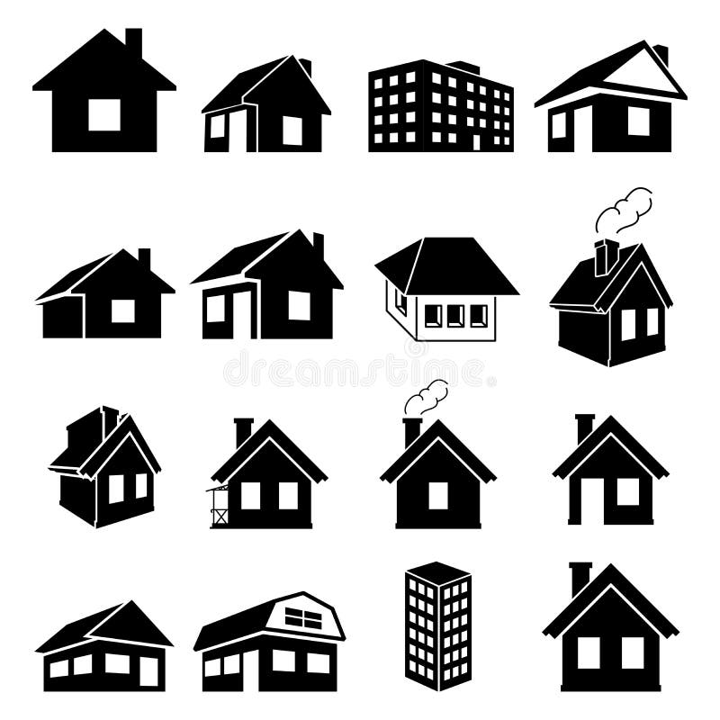 Iconos De Las Casas Fijados Ilustración del Vector - Ilustración de ...