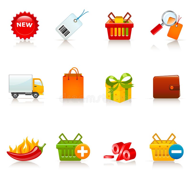 Iconos de las compras ilustración del vector. Ilustración de comercio ...