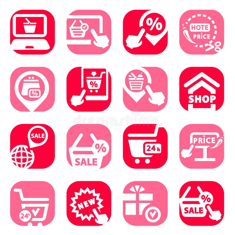 Iconos De Las Compras Del Color Ilustración del Vector - Ilustración de ...