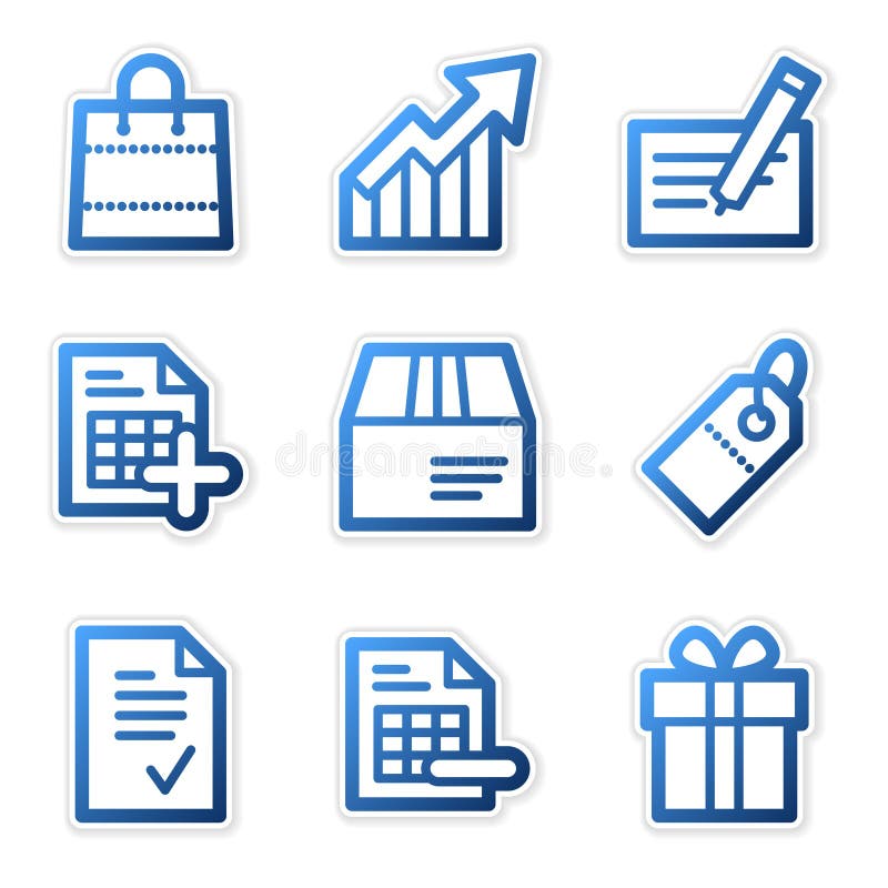 Iconos De Documento, Contorno Azul Ilustración del Vector - Ilustración ...