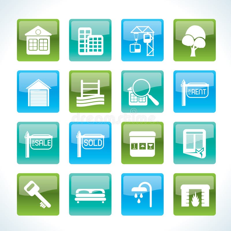Iconos De Las Propiedades Inmobiliarias Ilustración del Vector ...