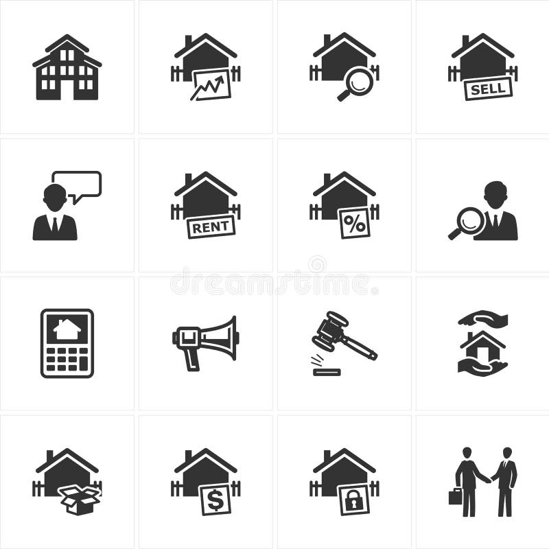 Básico - Iconos De Las Propiedades Inmobiliarias Ilustración del Vector ...