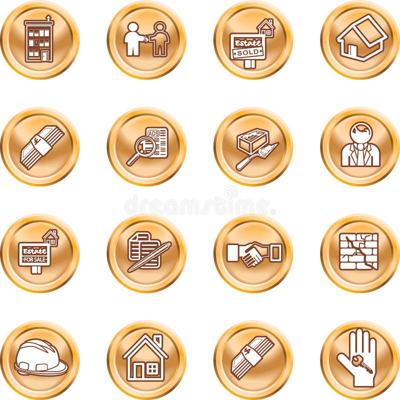 Iconos De Las Propiedades Inmobiliarias Ilustración del Vector ...