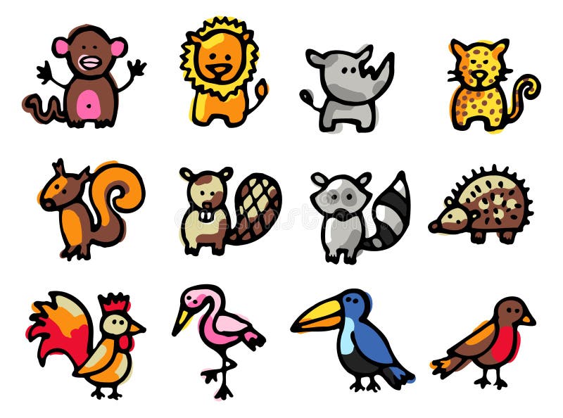 Iconos de los animales ilustración del vector. Ilustración de erizo ...