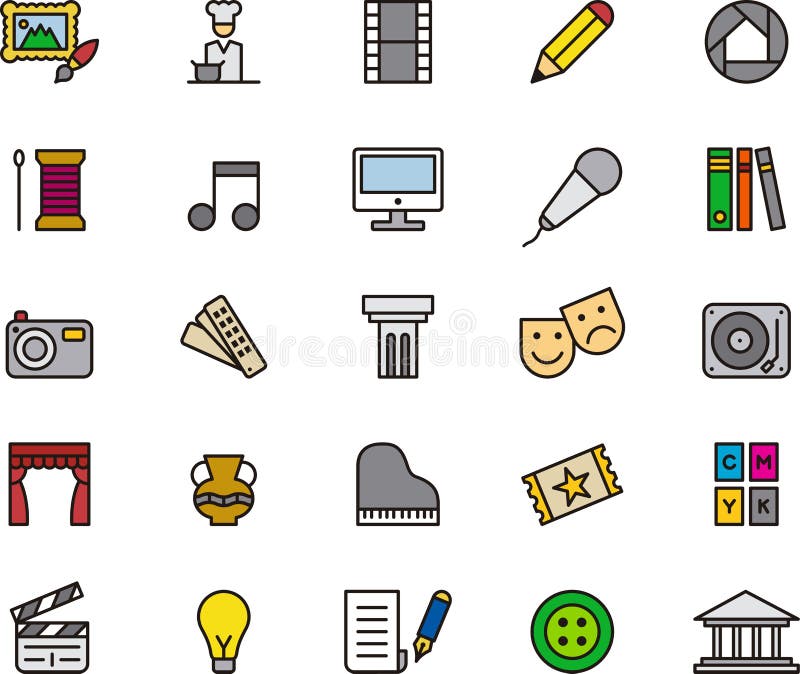 Iconos de los artes ilustración del vector. Ilustración de pintura ...