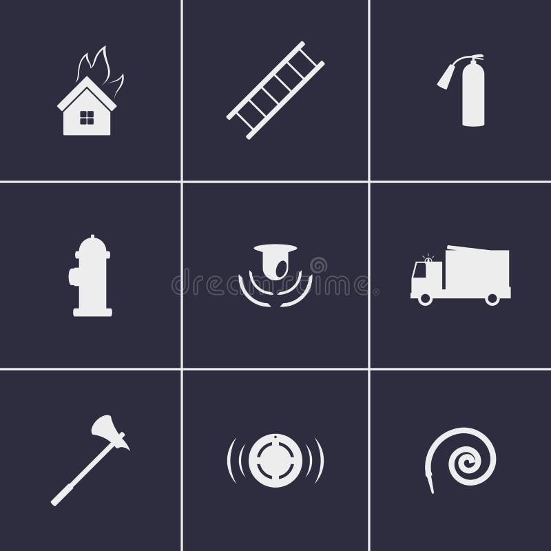Iconos de los bomberos stock de ilustración. Ilustración de peligro ...