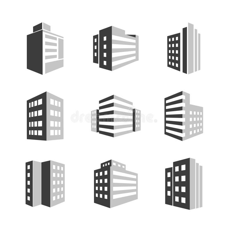 Iconos de los edificios ilustración del vector. Ilustración de oficina ...
