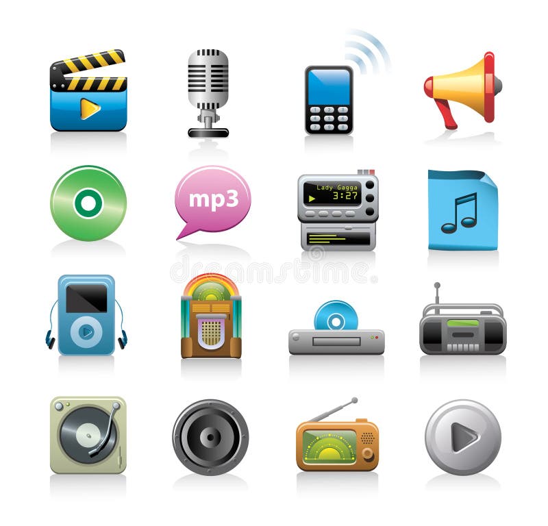 Iconos Del Reproductor Multimedia Ilustraciones Stock, Vectores, Y ...