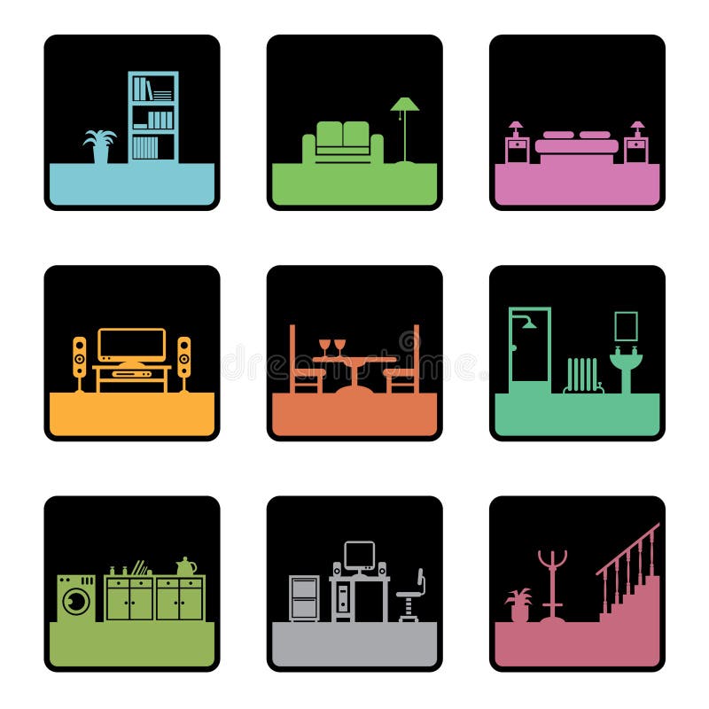 Iconos de los muebles ilustración del vector. Ilustración de oficina ...