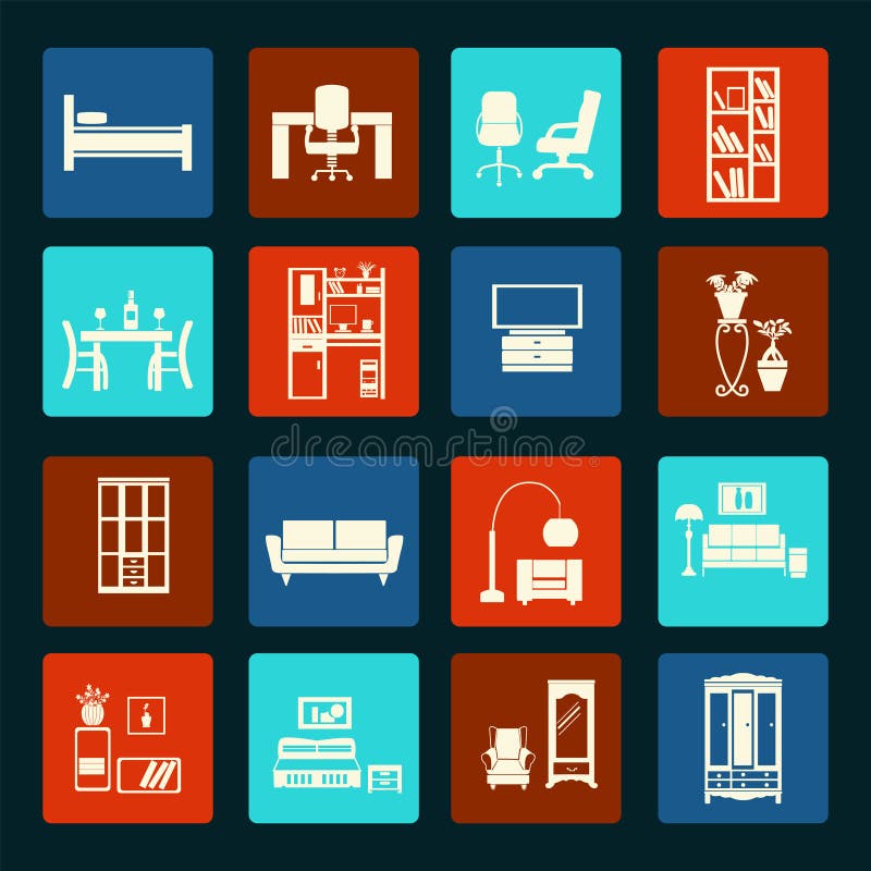 Iconos De Los Muebles Del Vector Ilustración del Vector - Ilustración ...
