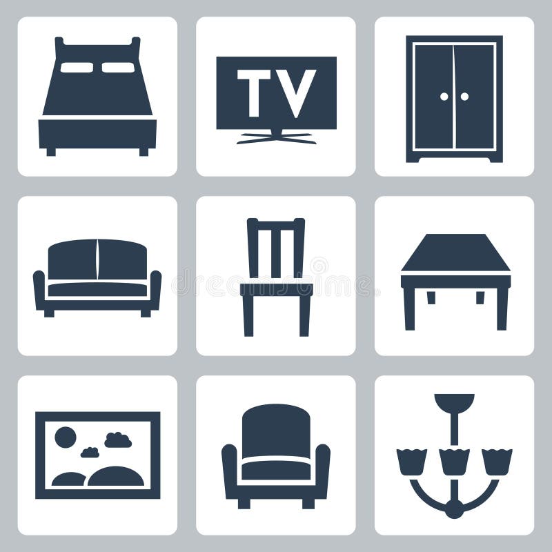 Iconos De Los Muebles Del Vector Fijados Ilustración del Vector ...