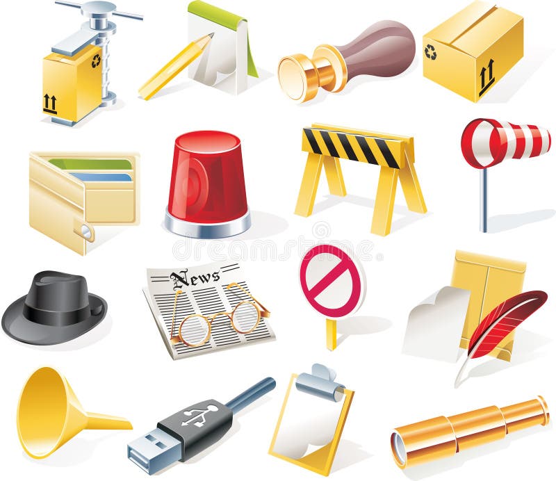 Iconos De Los Objetos Del Vector Fijados. Parte 10 Ilustración del ...