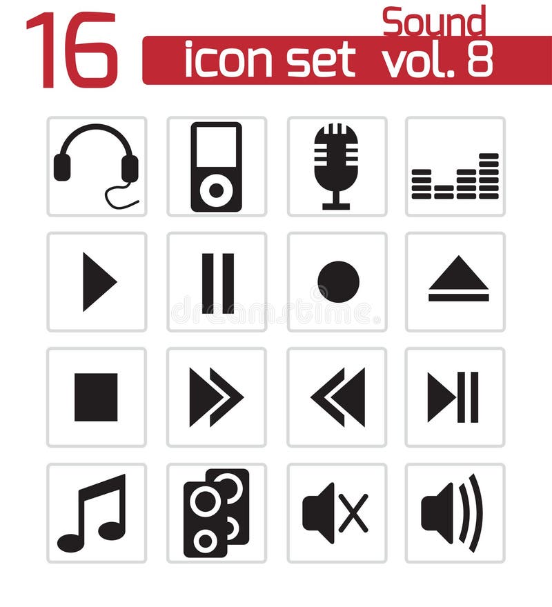 Los Iconos De Los Sonidos Fijaron El Vector, Muestras Audios, Botones ...