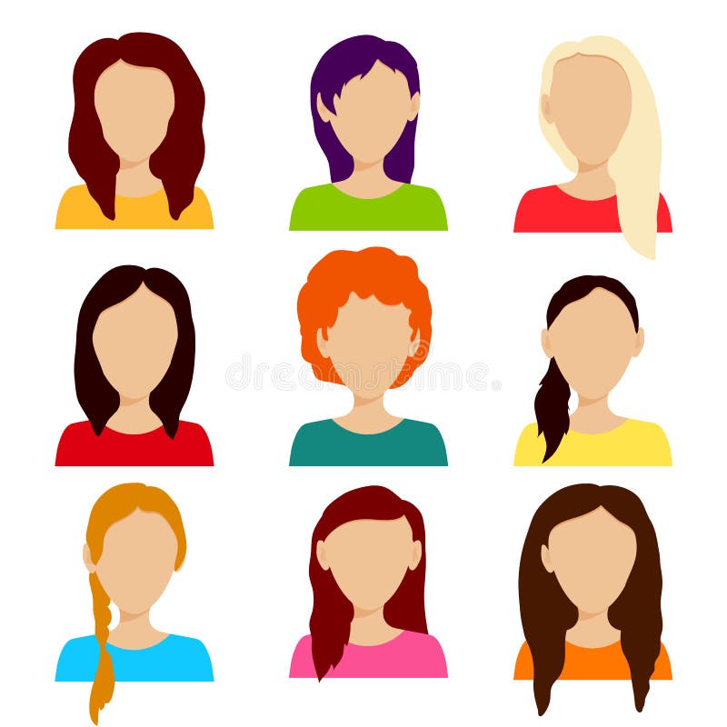 Iconos De Mujeres Establecen El Fondo Vectorial Ilustración del Vector ...