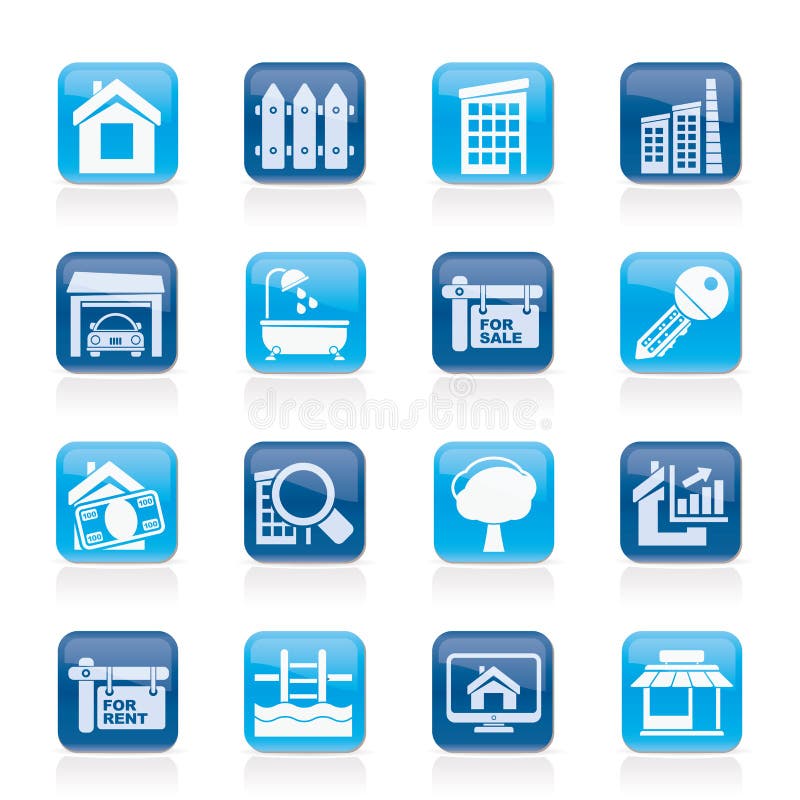 Iconos de Real Estate ilustración del vector. Ilustración de cerca ...