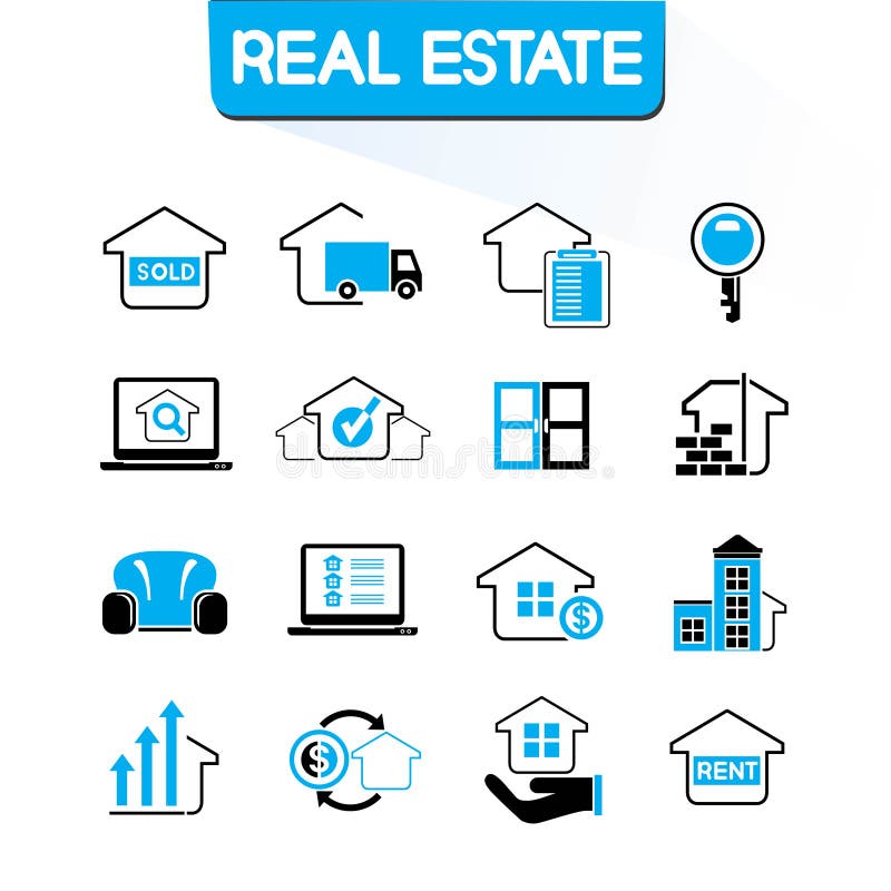 Iconos de Real Estate stock de ilustración. Ilustración de iconos ...