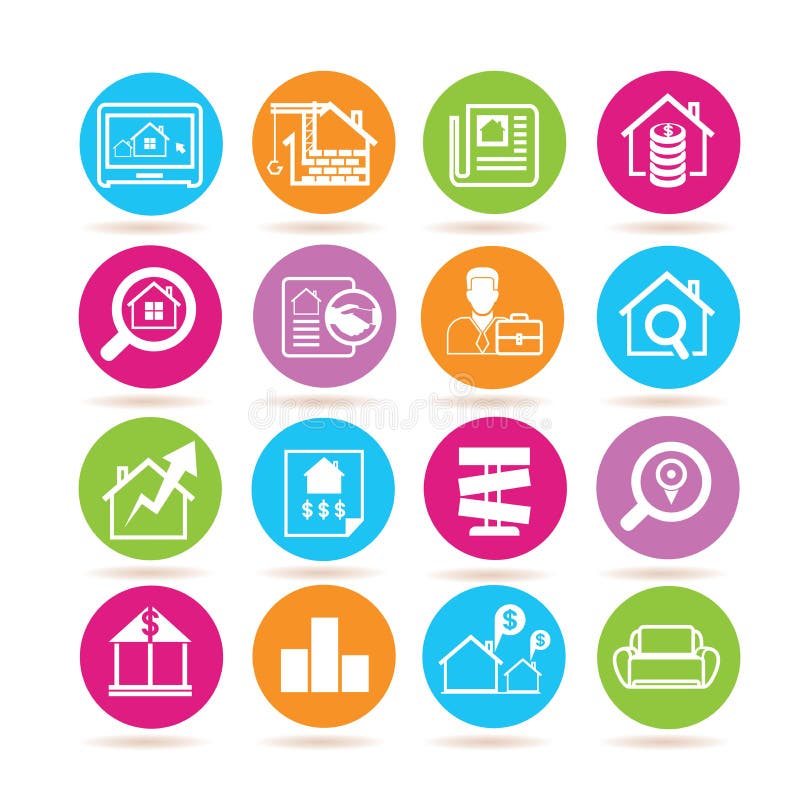 Iconos de Real Estate stock de ilustración. Ilustración de conjunto ...