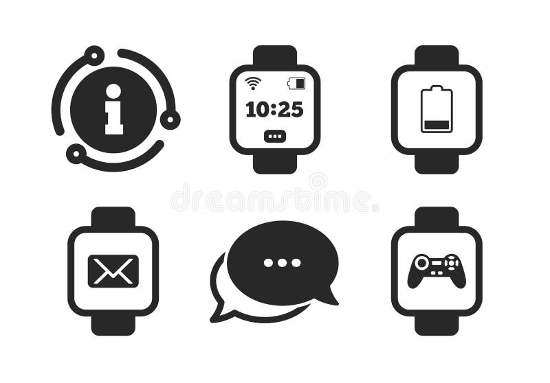 Iconos De Reloj Inteligente. Reloj Digital De Escritura. Vector ...