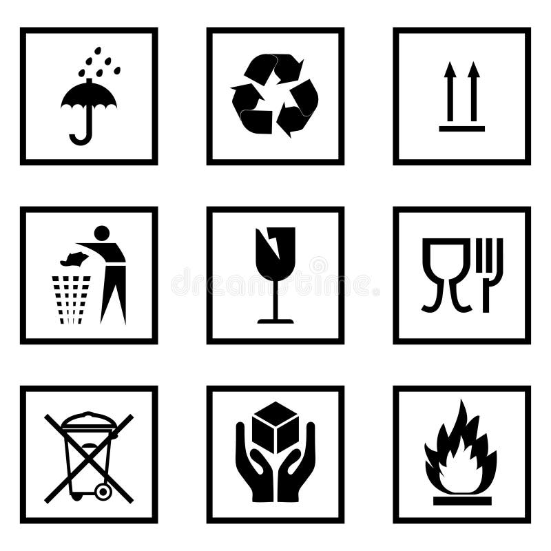 Iconos De Signos De Empaque Con Fondo Blanco. Ilustración del Vector ...