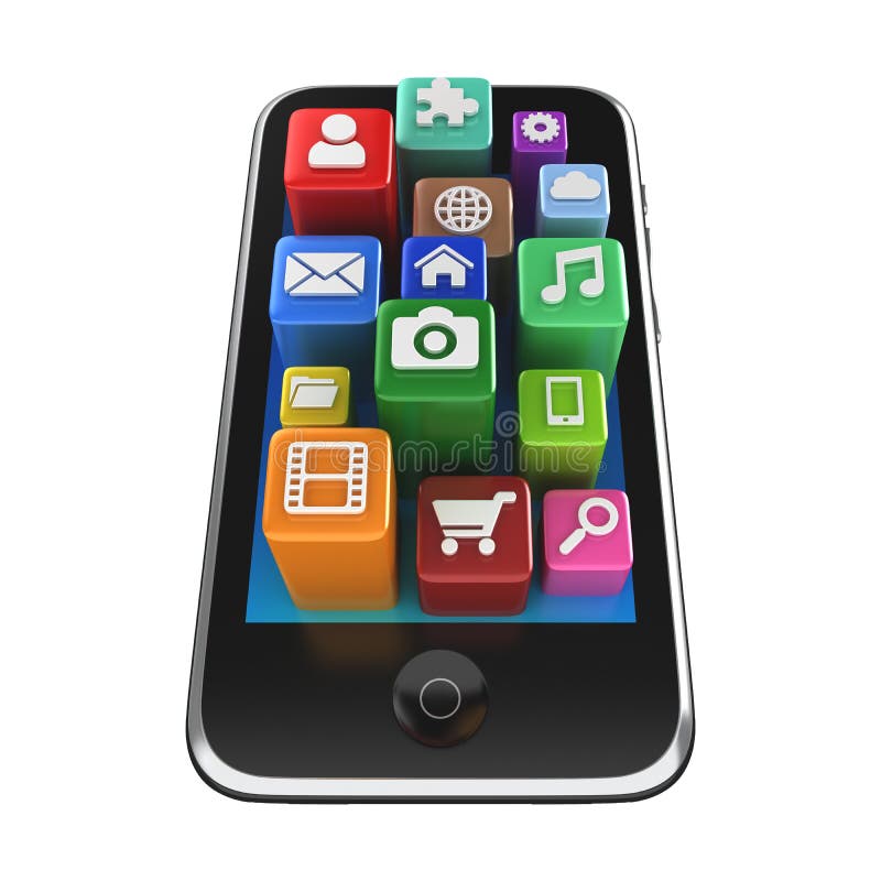 Iconos De Smartphone App - Aislados Stock de ilustración - Ilustración ...