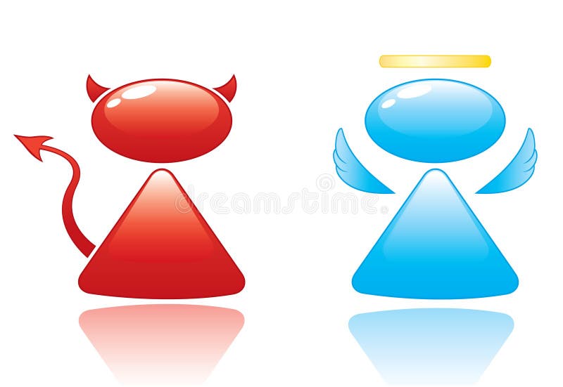 Iconos Del ángel Y Del Diablo Ilustración del Vector - Ilustración de ...