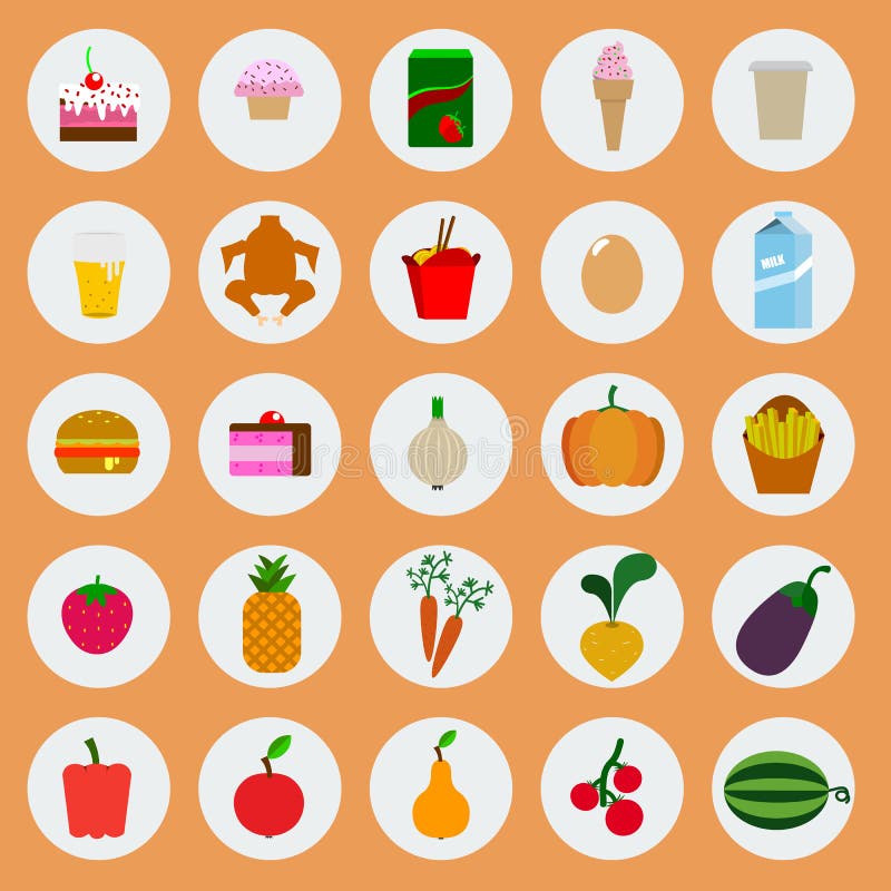 Iconos del alimento ilustración del vector. Ilustración de objeto ...