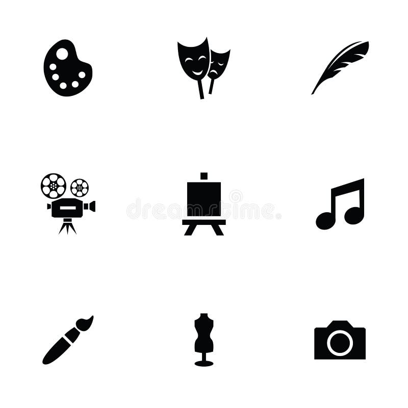 Iconos del arte 9 fijados ilustración del vector. Ilustración de base ...