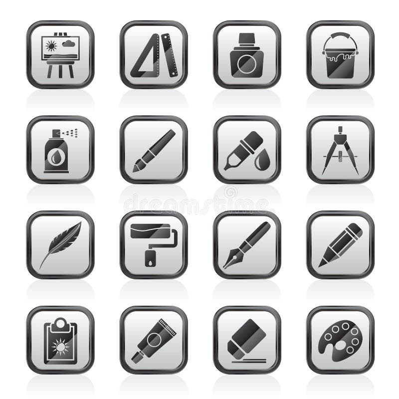 Sistema De Los Iconos Del Pintor, Pintura, Herramientas Del Arte Y ...