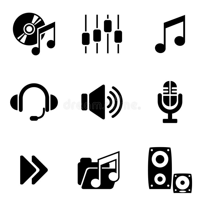 Iconos Del Audio Del Ordenador Ilustración del Vector - Ilustración de ...